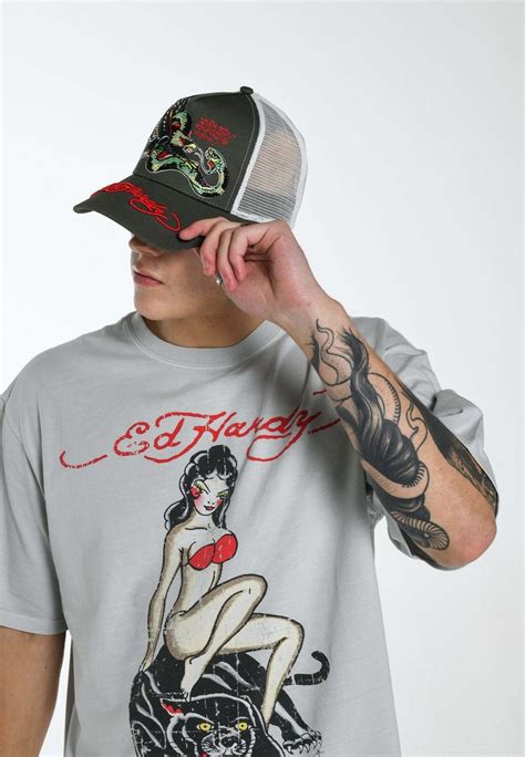 Ed Hardy Eagle Snake Twill Cap Olive Whiteolive Zalandode