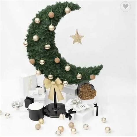 Buy Ramadan Crescent Moon Tree Green Color 90cm With 60 String Lights Battery Operated 8 Balls