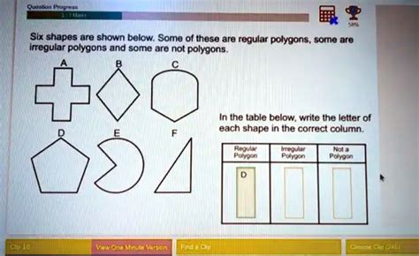 Question Progress 13 Marks 58 Six Shapes Are Shown Below Some Of