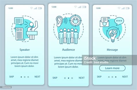 수사학 삼각형 온보딩 모바일 앱 페이지 화면 벡터 템플릿 교육 강좌에 대한 스톡 벡터 아트 및 기타 이미지 교육 강좌 그래픽 사용자 인터페이스 기술 Istock