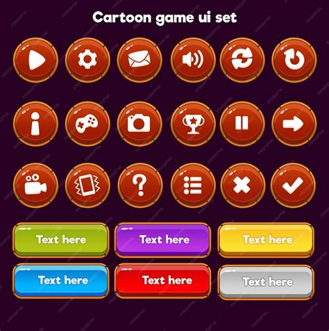 Premium Psd Set Of Beautiful Game Ui Button Cartoon Style Ui Button 2d Button 2d Ui Game Icon
