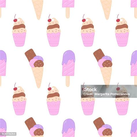 낙서 손으로 그린 아이스크림 벡터 원활한 패턴 그리기에 대한 스톡 벡터 아트 및 기타 이미지 그리기 낙서 드로잉 냉동 요구르트 Istock