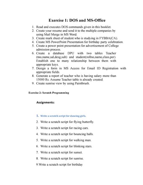 Ppa Assignment Solution Exercise 1 Dos And Ms Office Read And