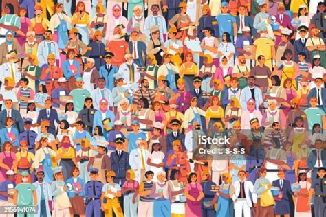 직업 전문직이 붐빕니다 다양한 직업 경력 다양한 사람들이 함께 전문직 노동자 노동 조합 주장 작업 유니폼 직업 다양에 대한 스톡 벡터 아트 및 기타 이미지 Istock