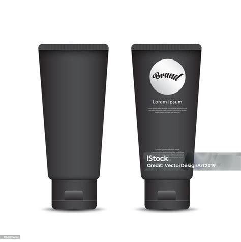 크림 로션 젤 치 페이스트 소스 접착제 페인트에 대한 검은 튜브 모형 포장 디자인 화장품 제품 벡터 일러스트레이션을 참조하십시오 3차원 형태에 대한 스톡 벡터 아트 및 기타
