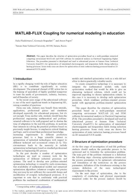 pdf matlab flux coupling for numerical modeling in education