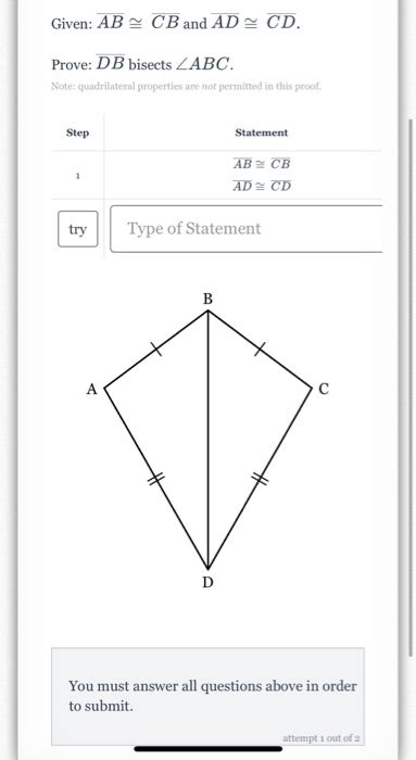 Solved Given AB CB And ADCD Prove DB Bisects LABC Note Chegg Com