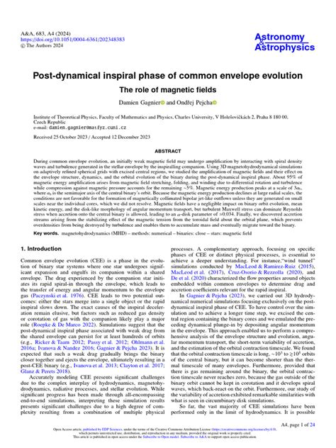 The Role Of Magnetic Fields In A Binary Common Envelope Pdf