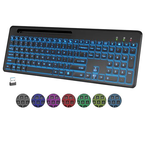 Super Slim Wireless Keyboard With Backlit 7 Colors Phone Holder And Rechargeable Lithium Battery