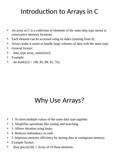 Arrays In C Types And Usage Guide Pdf Computer Data Applied