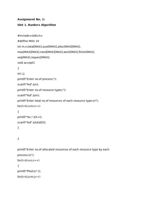assignment no1 banker s algorithm pdf computer programming