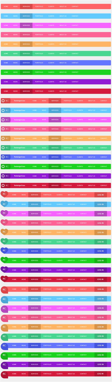 40 Flat Navigation Bars Psd For Website Mobile App Ui By