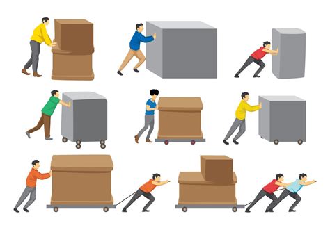 Hombre Libre Empujando Cajas 126066 Vector En Vecteezy