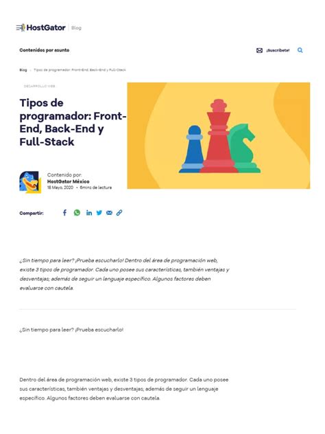Tipos De Programador Front End Back End Y Full Stack 1 Pdf Lenguaje De Programación