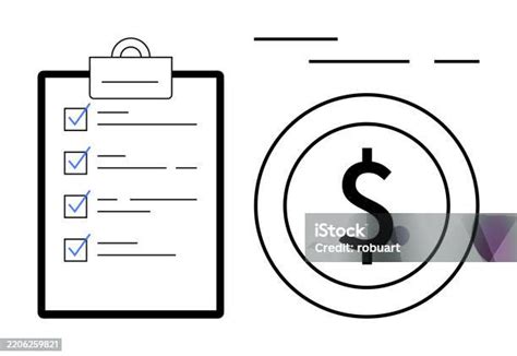예산 관리 및 재무 목표를 보여주는 달러 기호가 있는 재무 계획 체크리스트 개념에 대한 스톡 벡터 아트 및 기타 이미지 개념 개념과 주제 경제 Istock