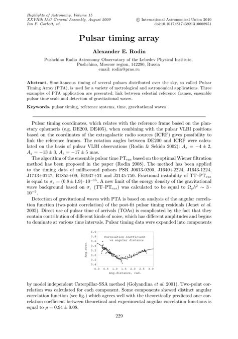 Pdf Pulsar Timing Array