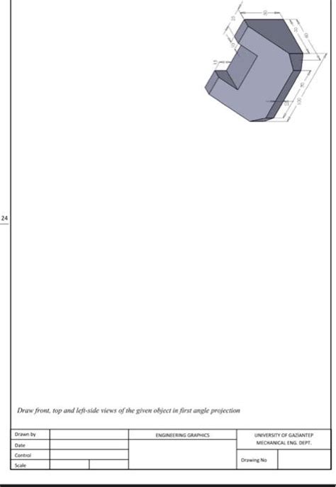 solved draw front top and left side views of the given
