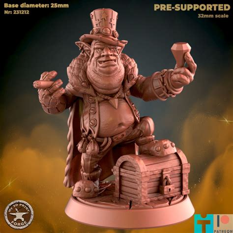 3d Printable Goblin Fat Trade Prince With Diamond By My3dprintforge
