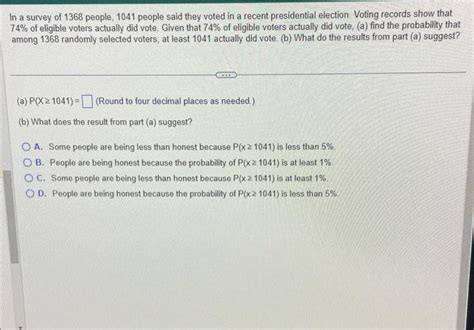 Solved In A Survey Of 1368 People 1041 People Said They