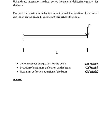 Solved Using Direct Integration Method Derive The General Deflection Equation For The Beam
