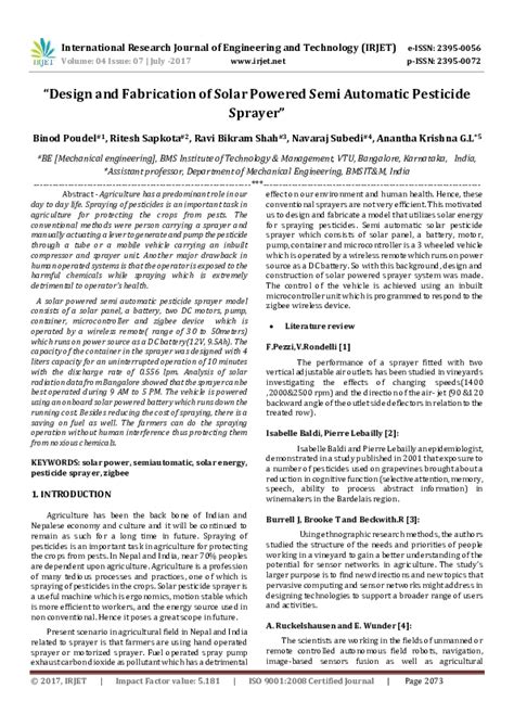Pdf Design And Fabrication Of Solar Powered Semi Automatic