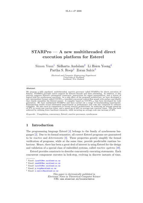 Pdf Starpro — A New Multithreaded Direct Execution Platform For Esterel