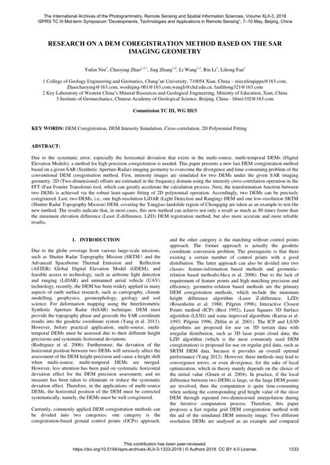 pdf research on a dem coregistration method based on the sar imaging geometry