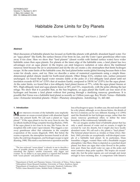 Pdf Habitable Zone Limits For Dry Planets