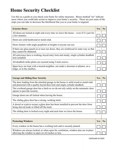 To Download A Home Security Checklist