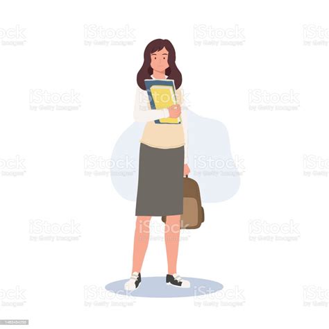 한국 학생 캐릭터 책과 가방을 들고 있는 교복을 입은 여학생의 전체 길이 학습 및 교육 개념입니다 고등학교에 대한 스톡 벡터 아트 및 기타 이미지 Istock