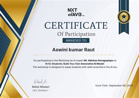 Participated In Nxtwave Workshop On Generative Ai Aswini Kumar Raut