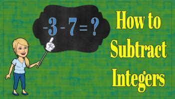 Subtracting Integers Animated Lesson Grade Math TPT