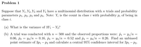 solved suppose that y1 y2 y3 and y4 have a multinomial