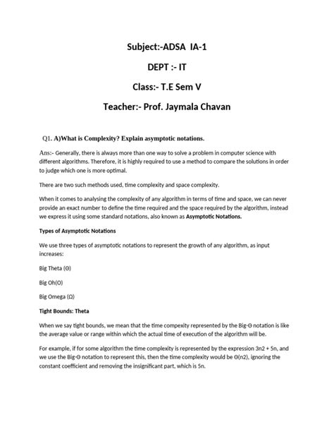 Adsaia1solution Pdf Time Complexity Algorithms