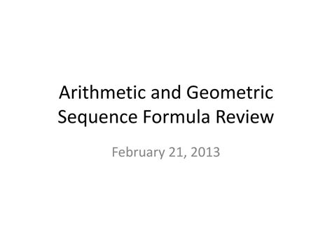 Ppt Arithmetic And Geometric Sequence Formula Review Powerpoint