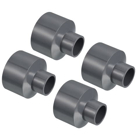 Uxcell 50x25mm Pvc Reducer Pipe Fitting Straight Coupling Connector Gray 4 Pack