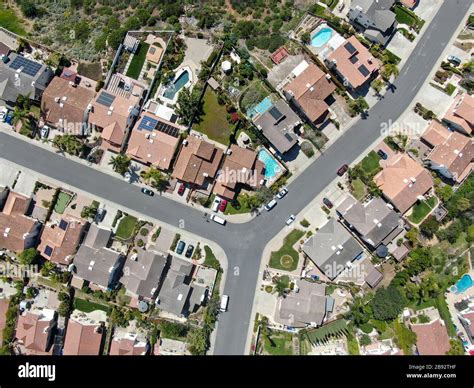 Aerial View Of Upper Middle Class Neighborhood With Residential