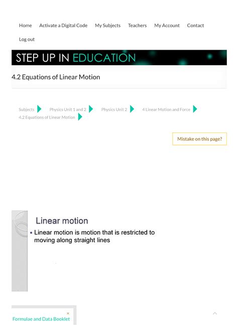 4 Good Practice For Tests 4 Equations Of Linear Motion Mistake On This Page Home Activate A