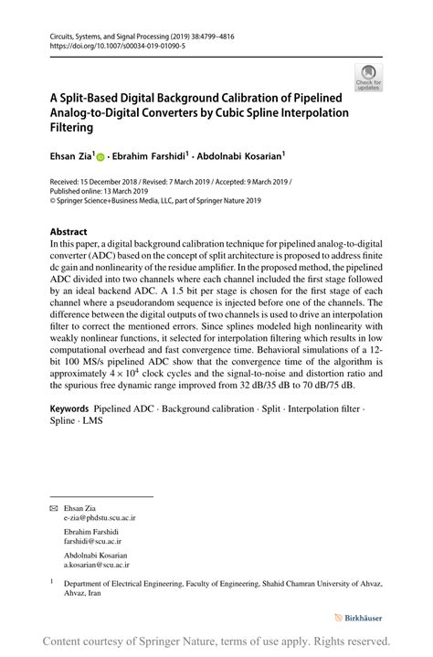a split based digital background calibration of pipelined analog to digital converters by cubic