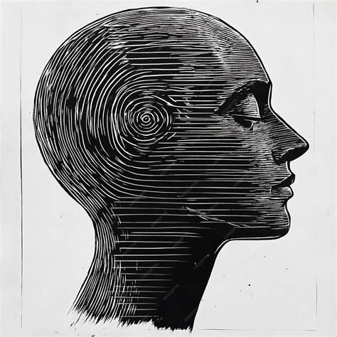 digital illustration of a human head in digital art style with spiral lines premium ai