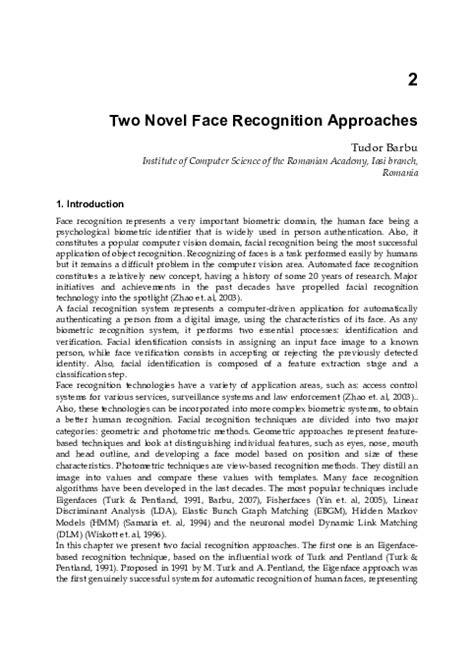 Pdf Two Novel Face Recognition Approaches
