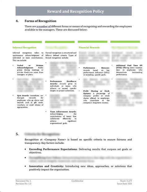 Reward And Recognition Policy Template Itsm Docs Itsm Documents