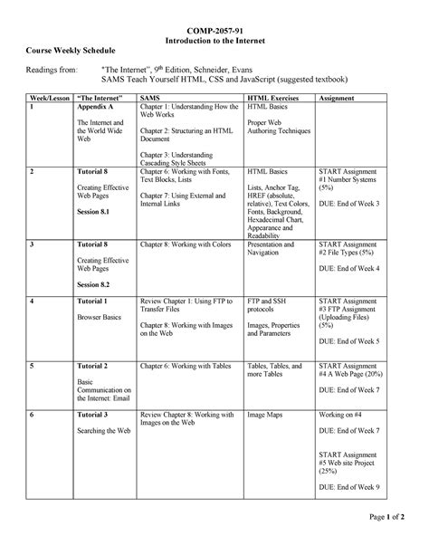Course Schedule Comp 2057 91 University Of Windsor Page 1 Of 2 Comp 2057 Introduction To The