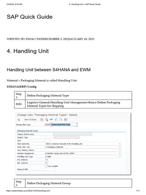Handling Unit Sap Quick Guide Pdf Packaging And Labeling Warehouse