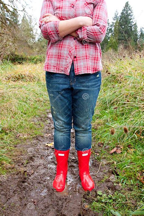 Red Rain Boots Stock Image Image Of Trail Condition 17464905
