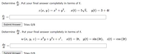 Solved Determine Dzdt ﻿put Your Final Answer Completely In