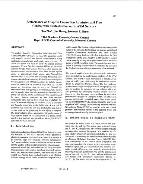 Pdf Performance Of Adaptive Connection Admission And Flow Control