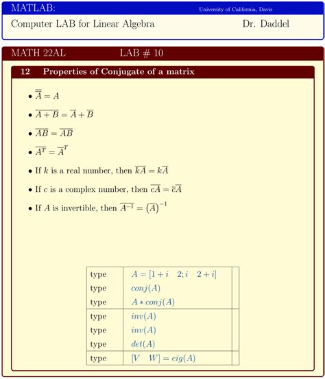 Properties Of Conjugate Of A Matrix