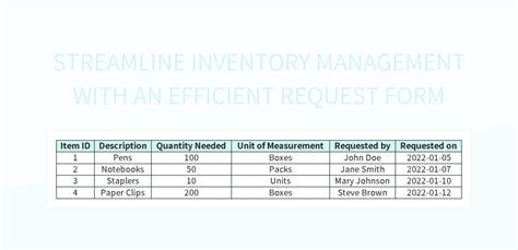 Streamline Inventory Management With An Efficient Request Form Excel