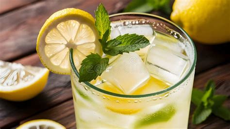 Zesty Lemon Mint Lemonade Cooler Stock Image Image Of Chilled Leaves